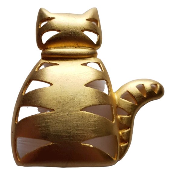 J.J. | Accessories | Vintage Rare Stylized Signed Jj Gold Tone Kitty ...